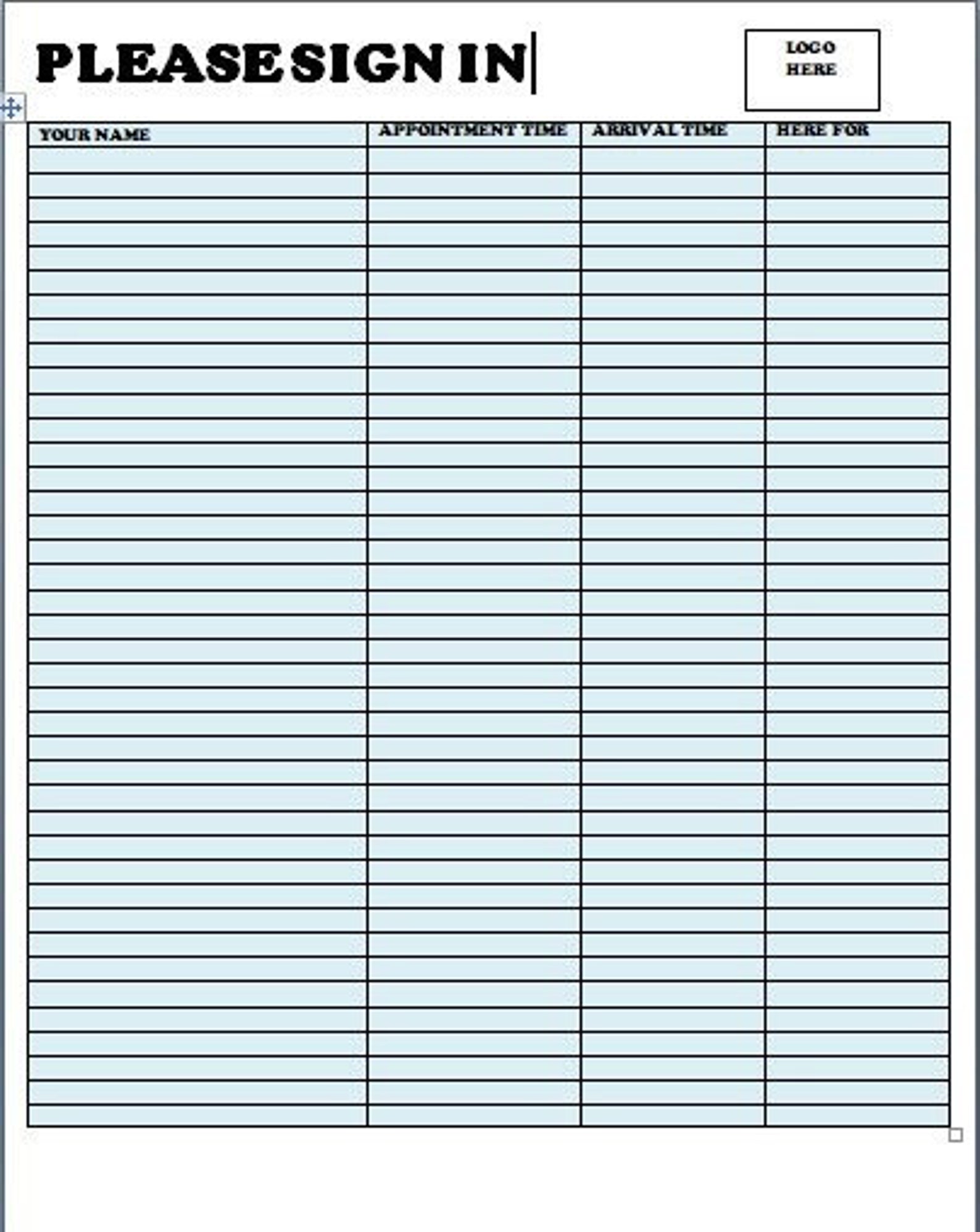 Editable Sign in Sheet, Cooperblack Extension Sign in Sheet, Salon Sign ...