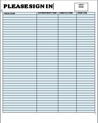 Editable Sign in Sheet, Cooperblack Extension Sign in Sheet, Salon Sign ...
