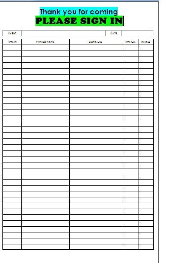Open House Sign-in Sheet Marketing Instant Download DOC - Etsy