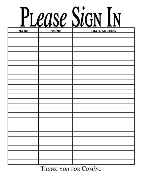 Open House Sign-in Sheet Marketing Instant Download DOC | Etsy