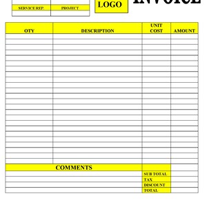 ESTIMATE-INVOICE Template Yellow Summer Printable Form - Etsy
