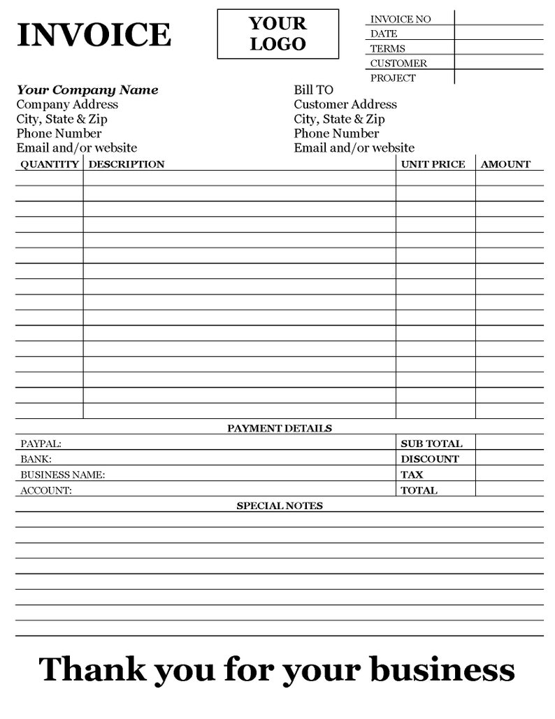 ESTIMATE-INVOICE Template | Lined Document |printable Form | Editable ...