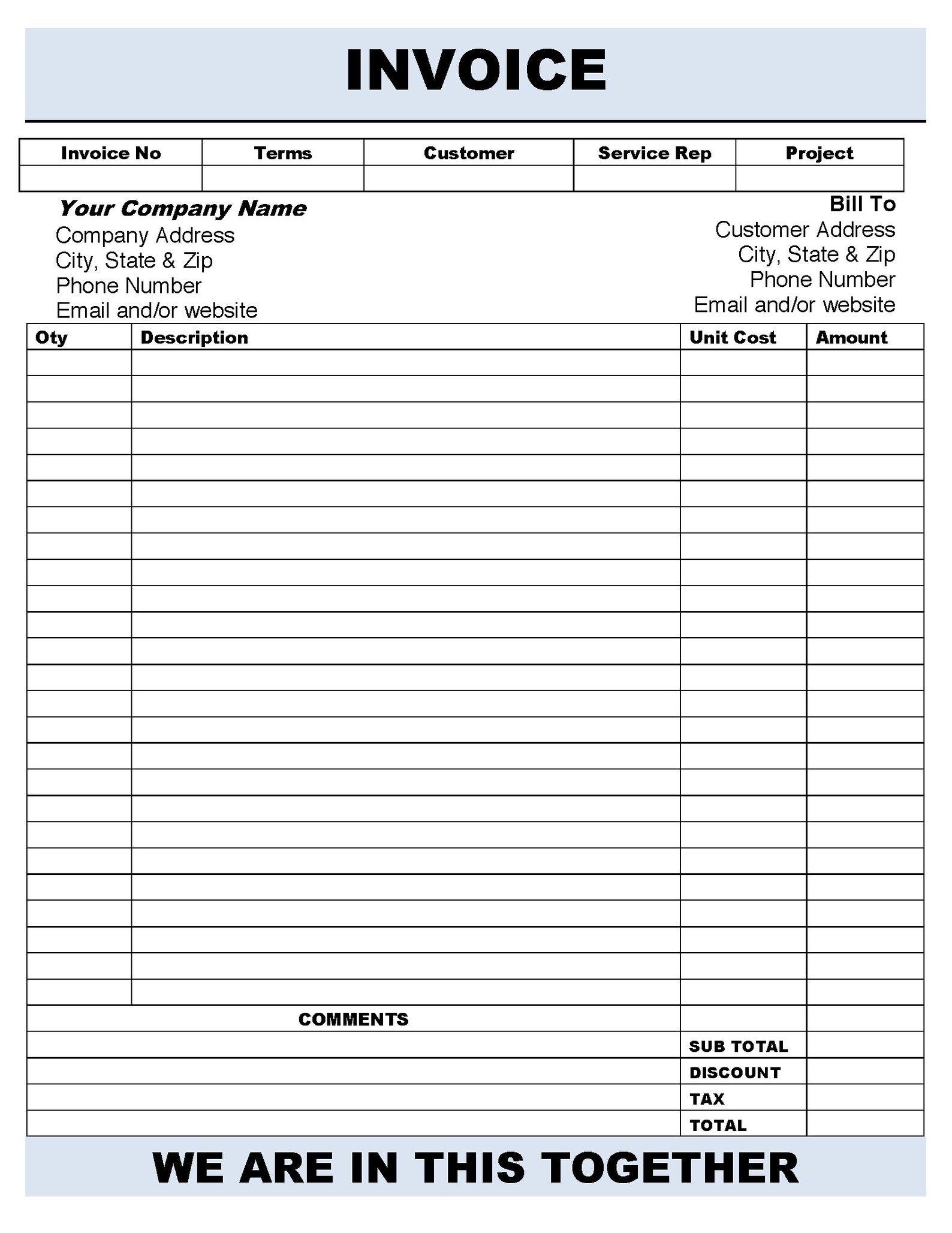Estimate-invoice, Printable Template , Business Form , Word, PDF ...