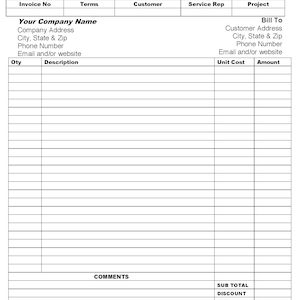 Estimate-invoice, Printable Template , Business Form , Word, PDF Download , Simple Editable ...