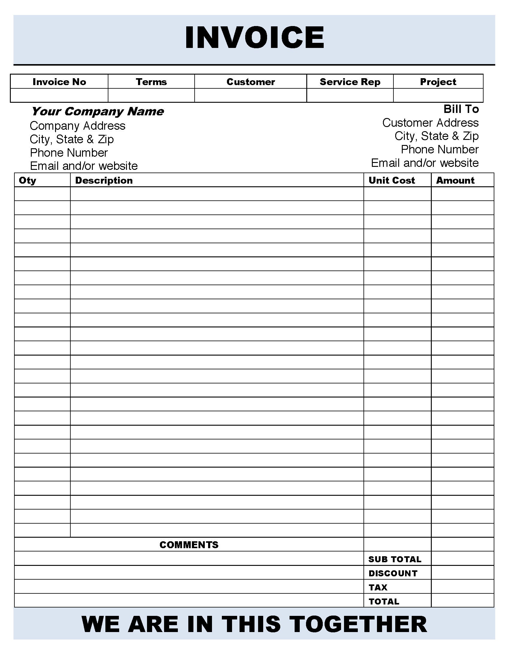 Estimate-invoice, Printable Template , Business Form , Word, PDF ...