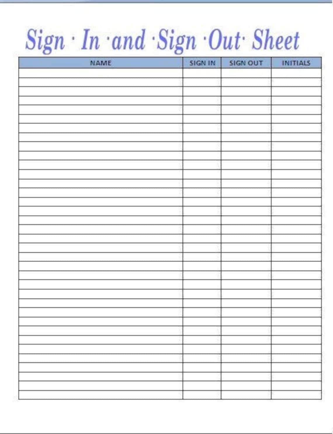 Sign in Sign Out Sheet Template - Printable - Editable - Sign in Sign ... Sign in Sign Out Sheet Template - Printable - Editable - Sign in Sign ...