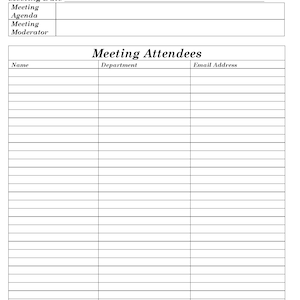 Meeting Sign in Sheet, Editable Sign up Form Template, Printable Sign ...