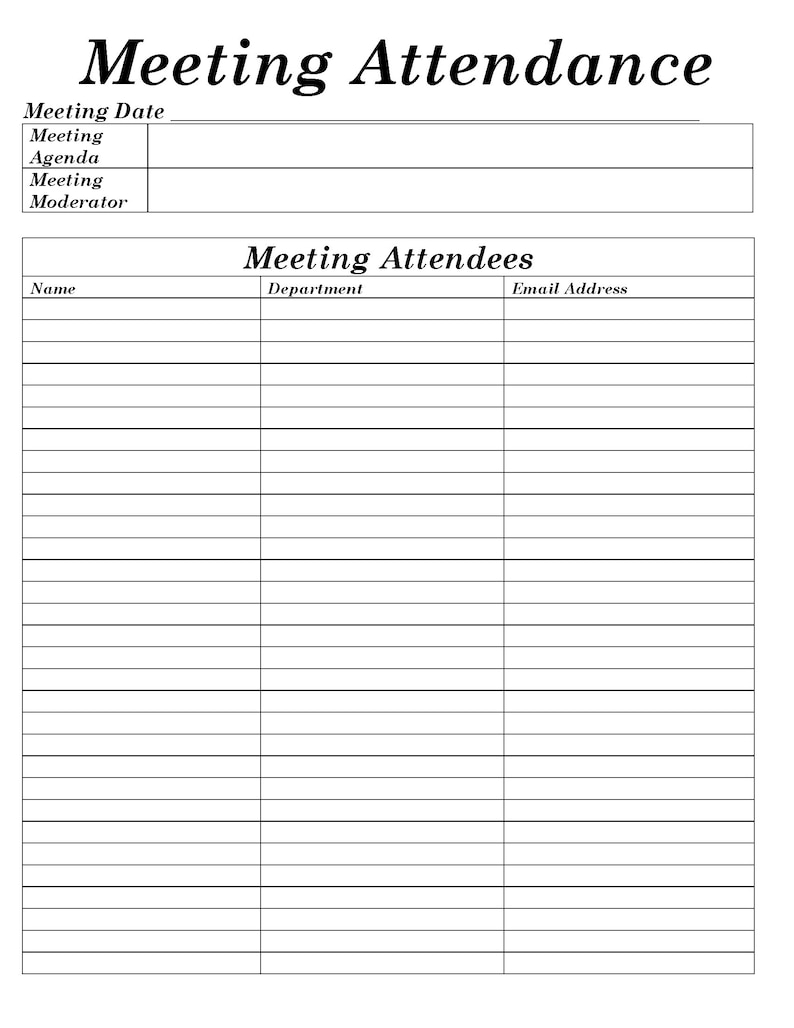 Meeting Sign in Sheet, Editable Sign up Form Template, Printable Sign ...
