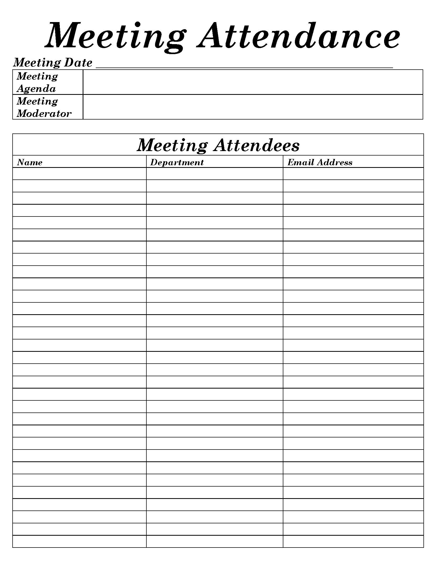 Meeting Sign In Sheets Printable Meeting Sign In Sheet Etsy