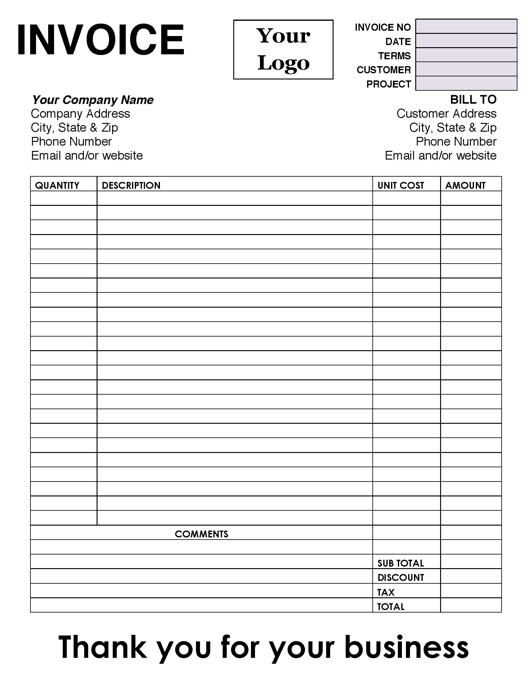 Estimate-invoice Lined Template | Printable Form - Etsy