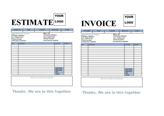 Estimate Invoice Template Printable Estimate Custom Forms | Etsy