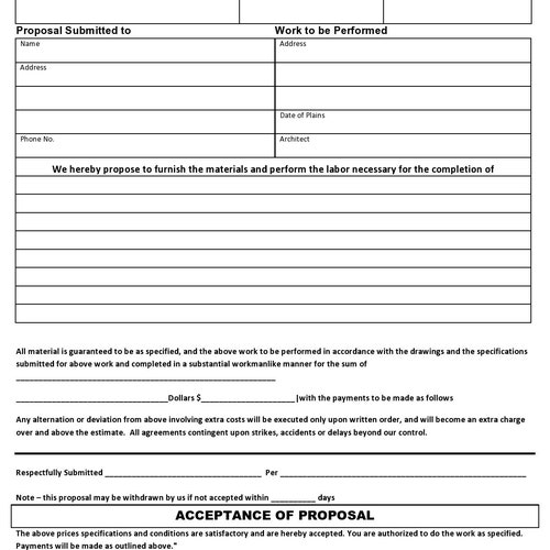 Classic Proposal Template Sheet - Etsy