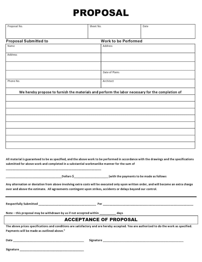 Classic Proposal Template Sheet - Etsy