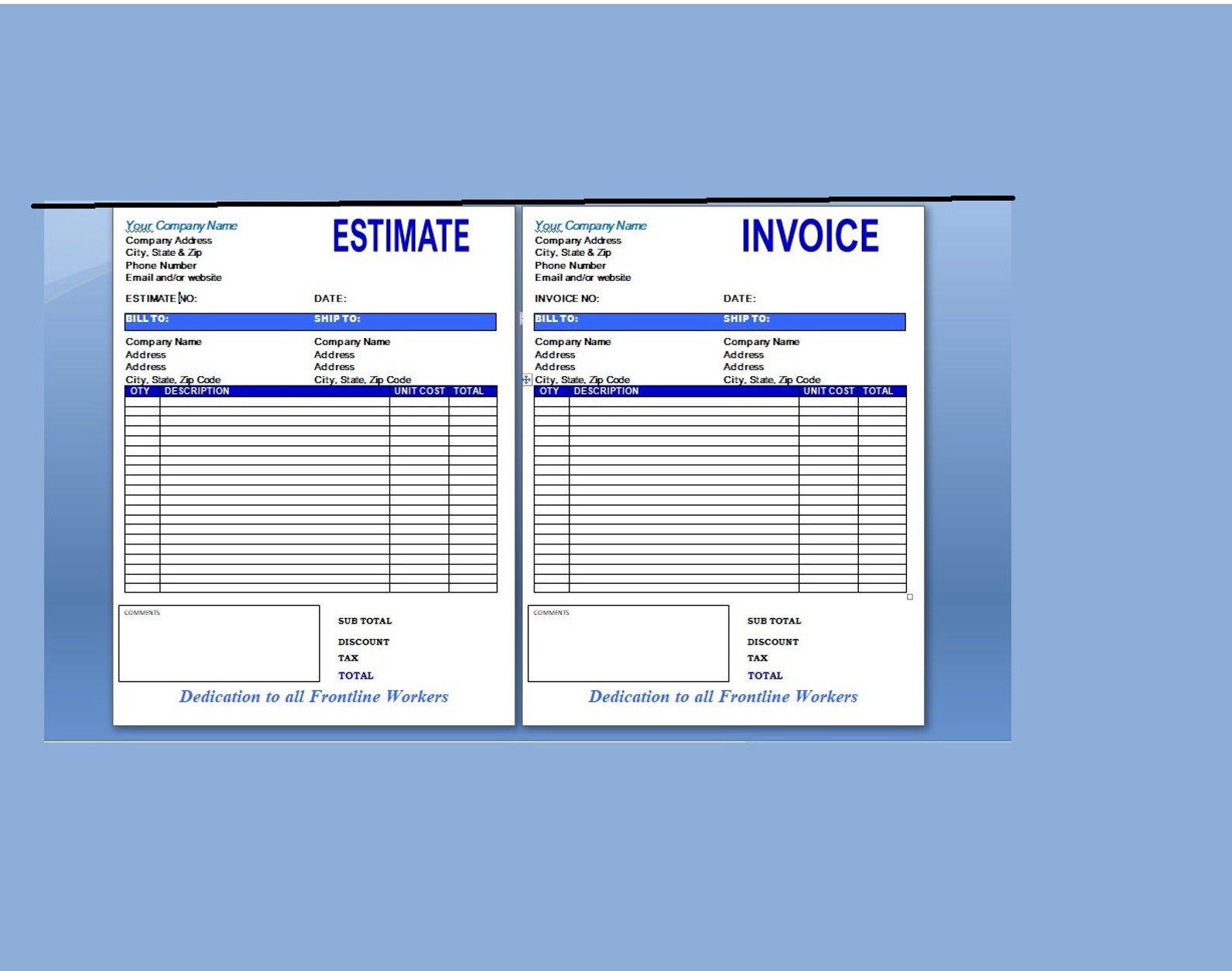 ESTIMATE -INVOICE TEMPLATE | Printable Estimate | Custom Order Forms ...