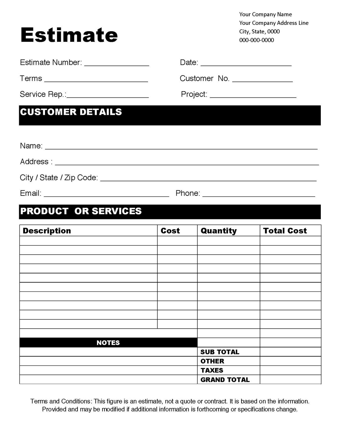 ESTIMATE-INVOICE Template | Black-white Documented | PDF Business ...