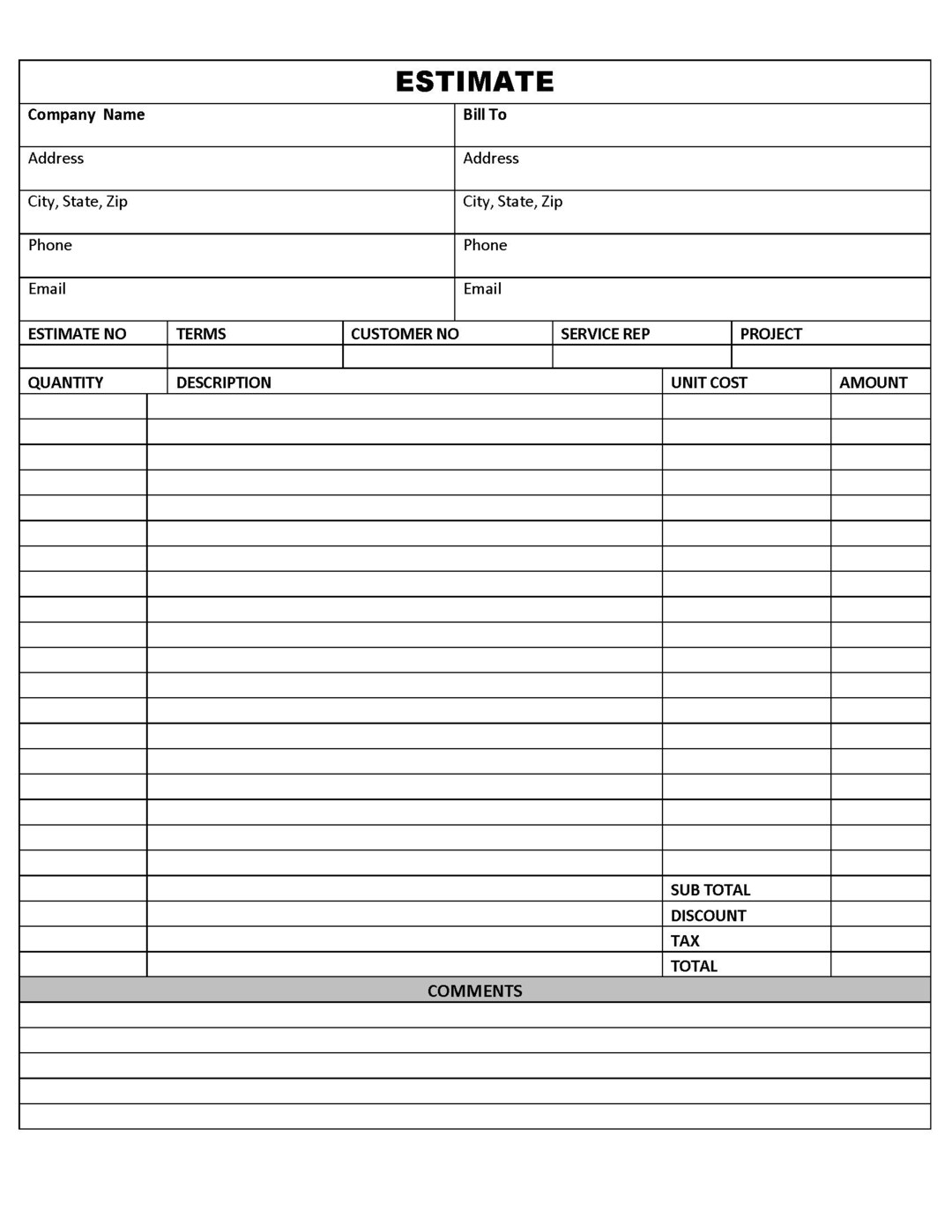 Estimate-invoice Carbonless Template gray Top Business Custom Invoice ...