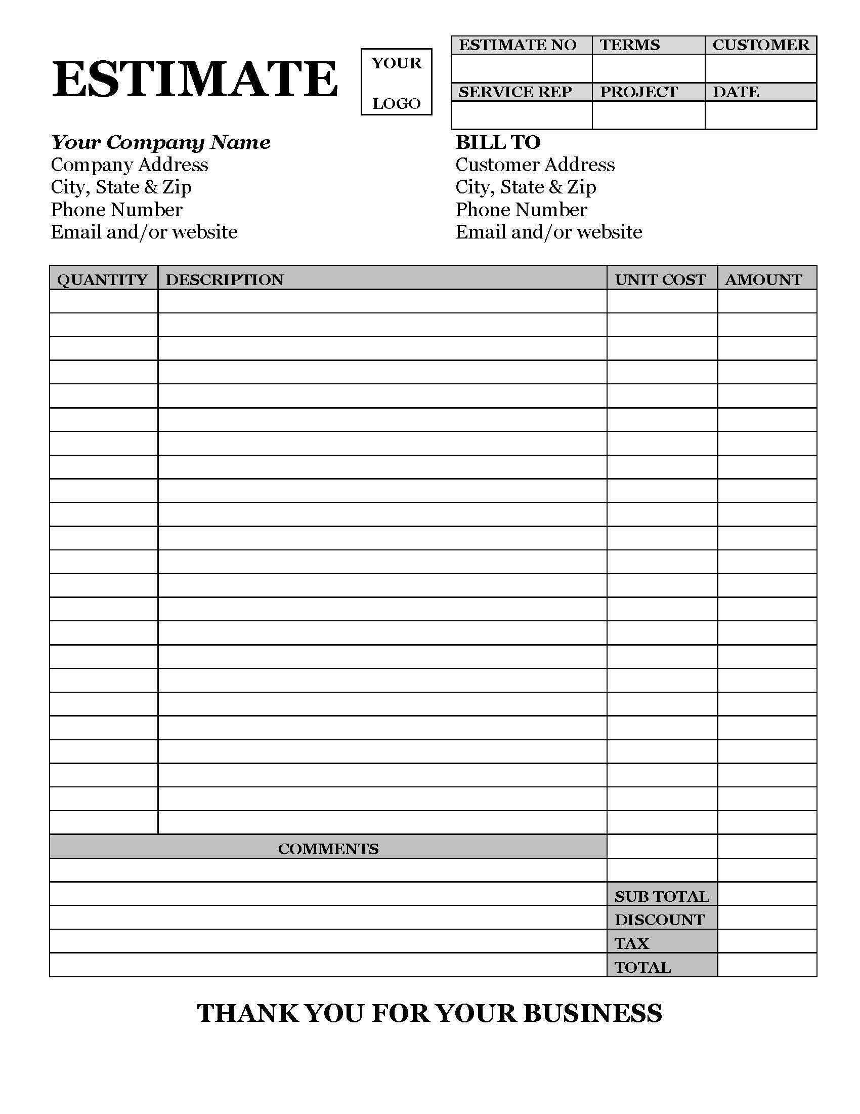ESTIMATE-INVOICE Template| Bright Gray |editable |instant Download ...