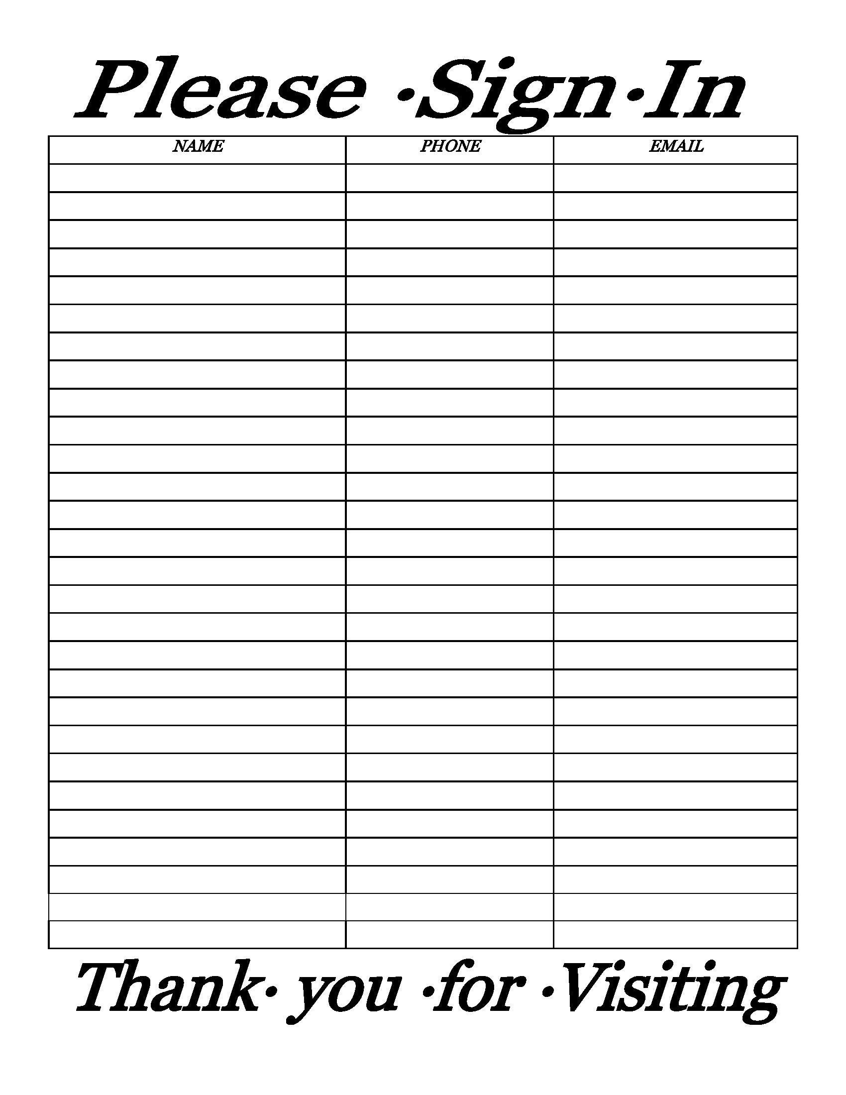 Open House Sign-in Sheet | Marketing | Instant Download | DOC | PDF ...