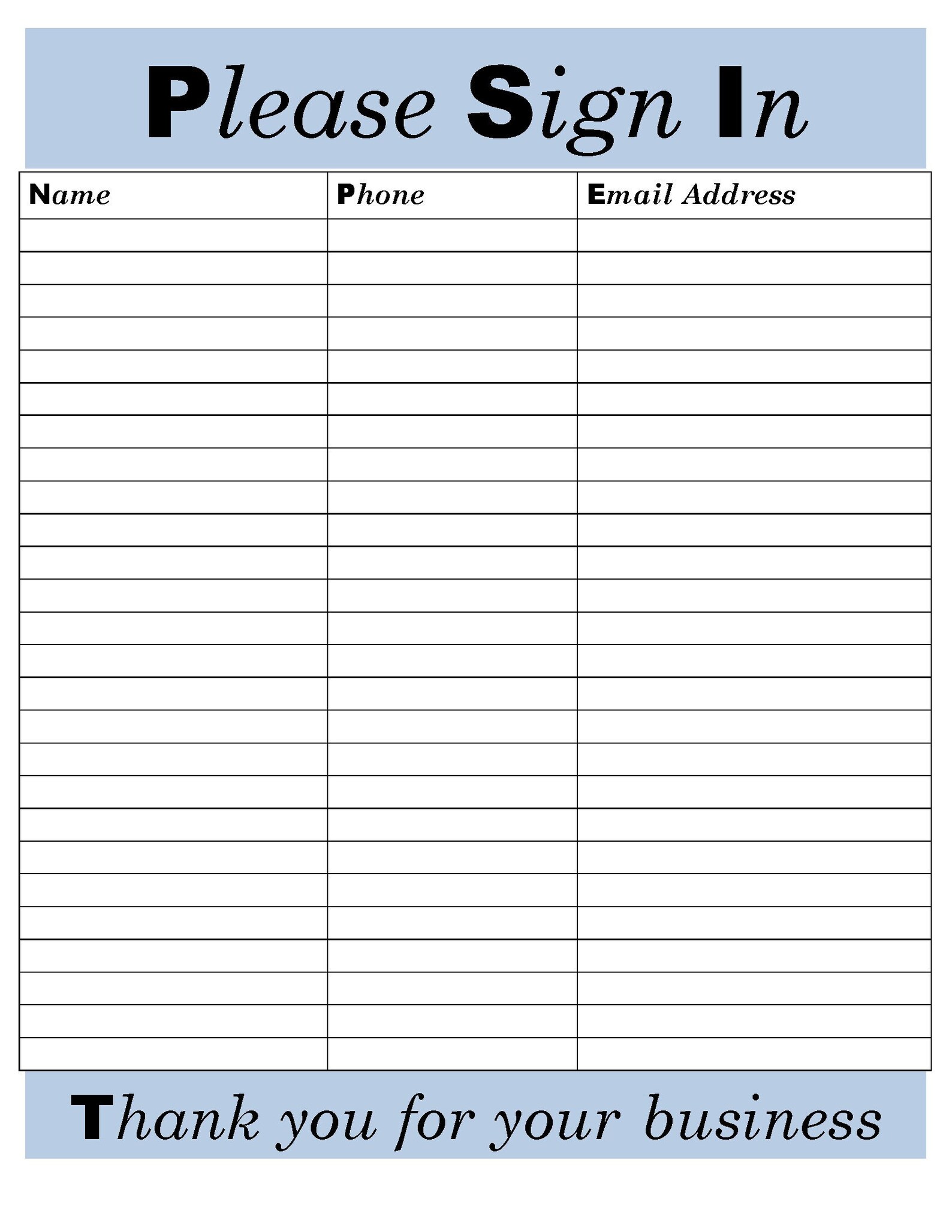 Sign in Sheet ,template, Versatile Printable and Editable, Editable DOC ...