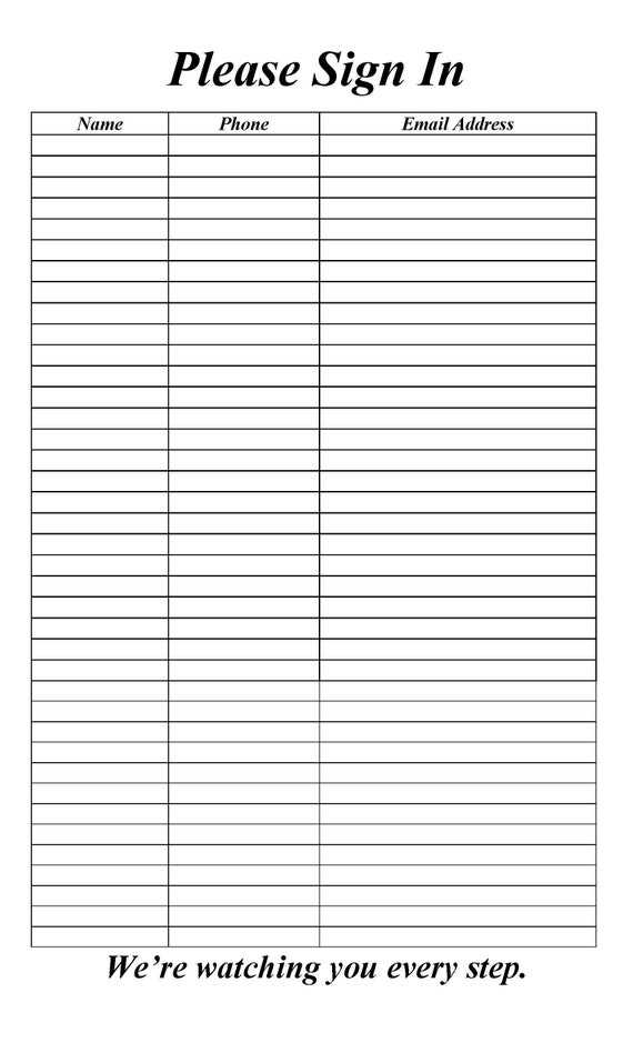 Open House Sign-in Sheet Marketing Instant Download DOC - Etsy