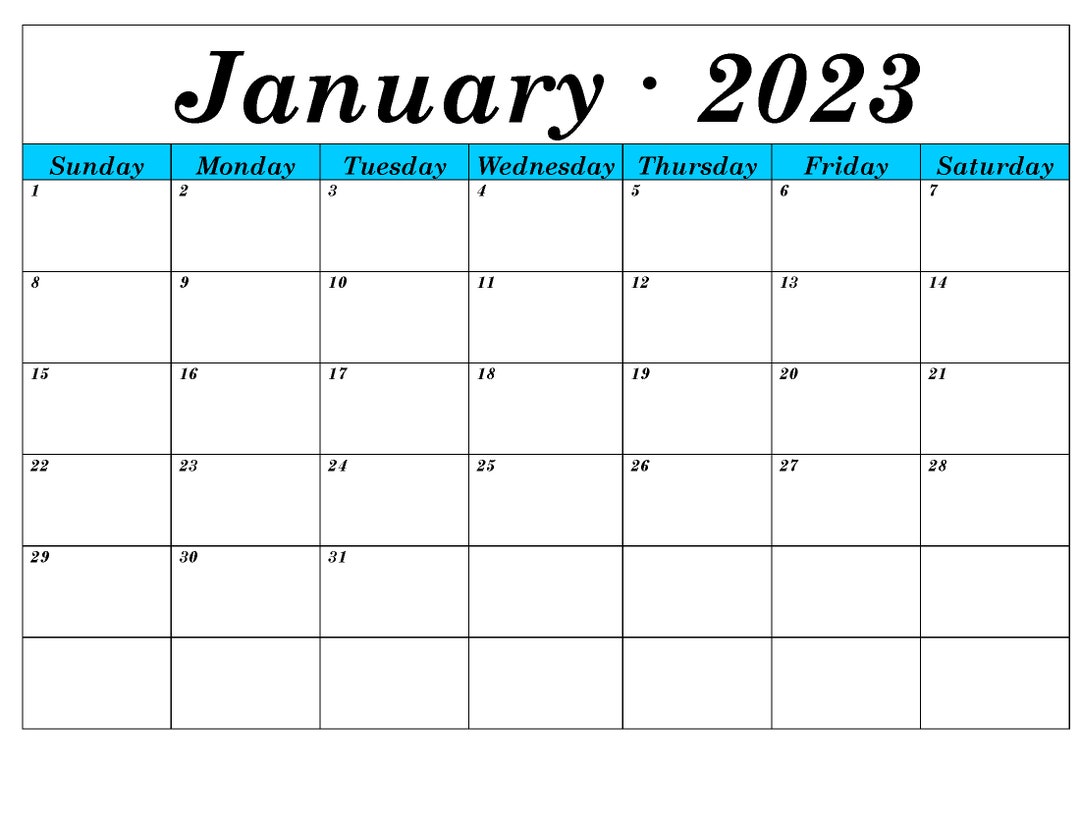 2023 Calendar | January 2023-december 2023 | Printable| Instant ...