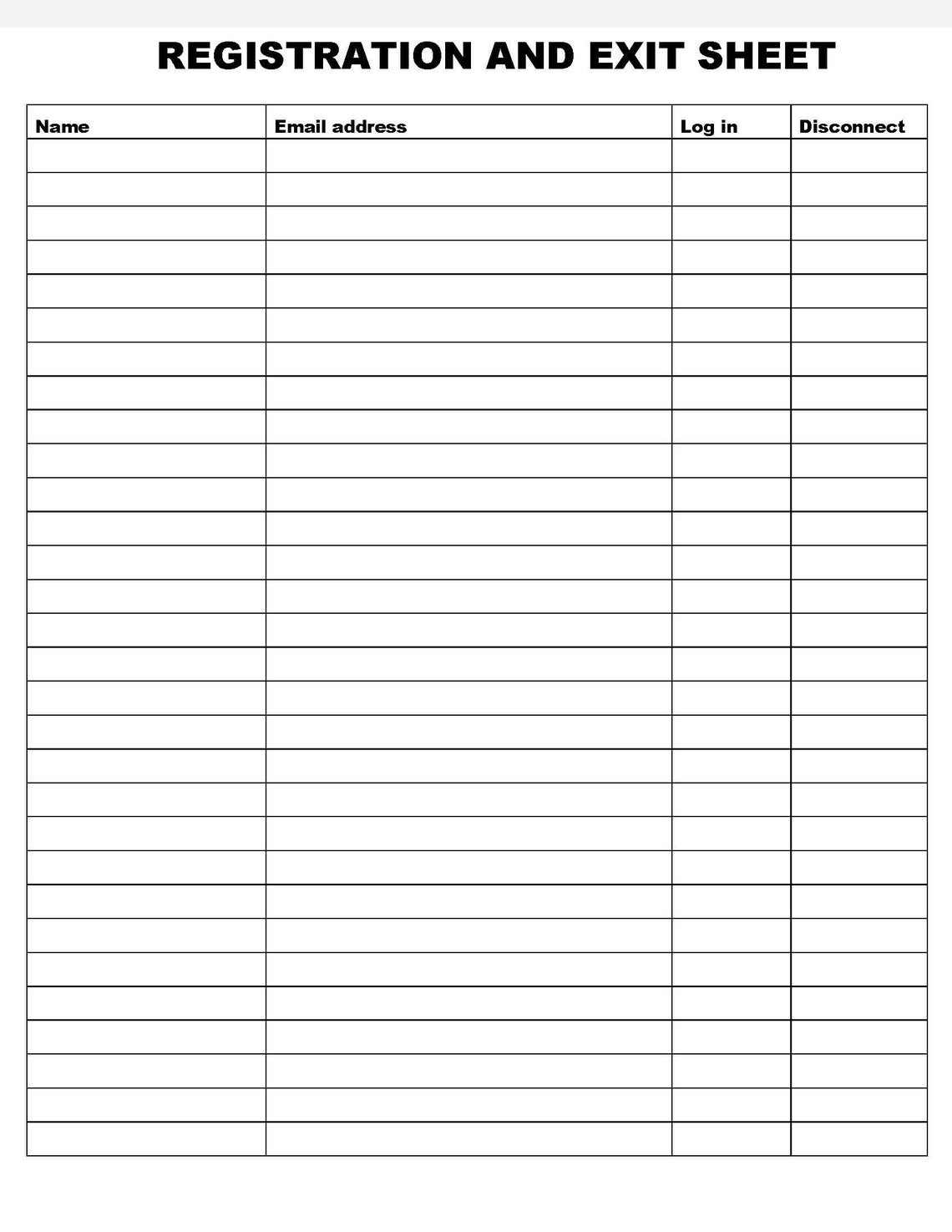 Sign in and Out Sheet Printable Form, Editable (digital File) - Etsy