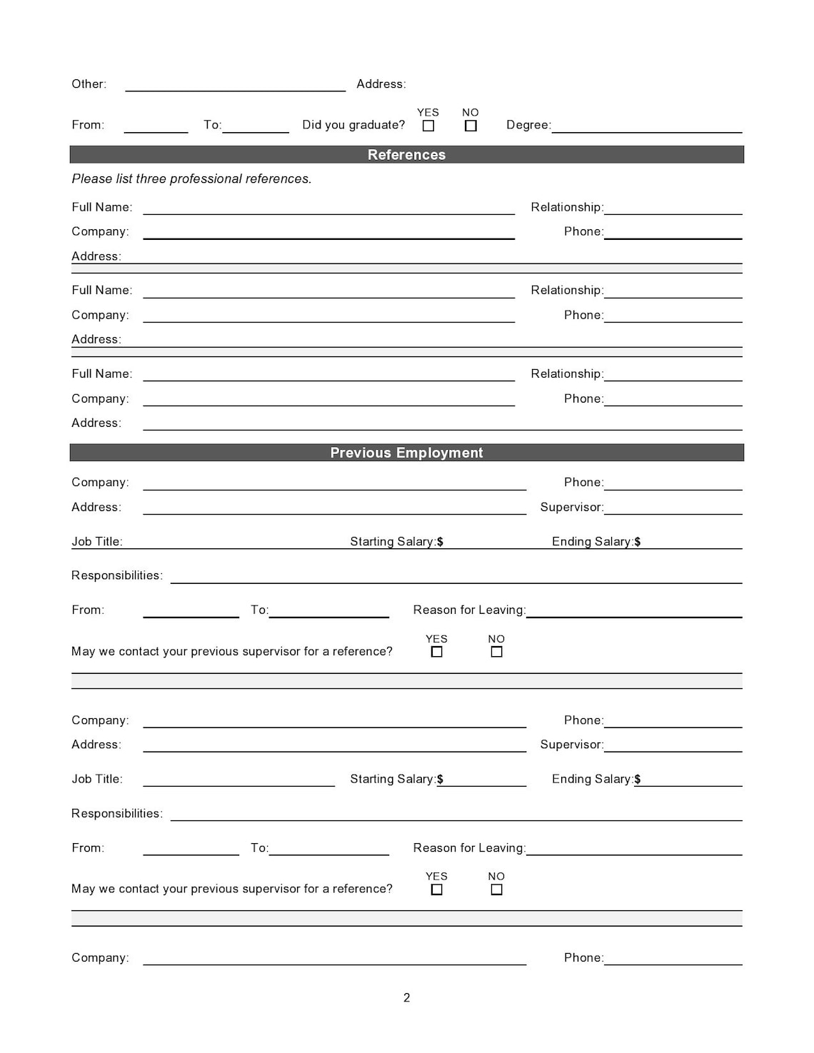 Hiring Application Template | Editable | Printable - Etsy