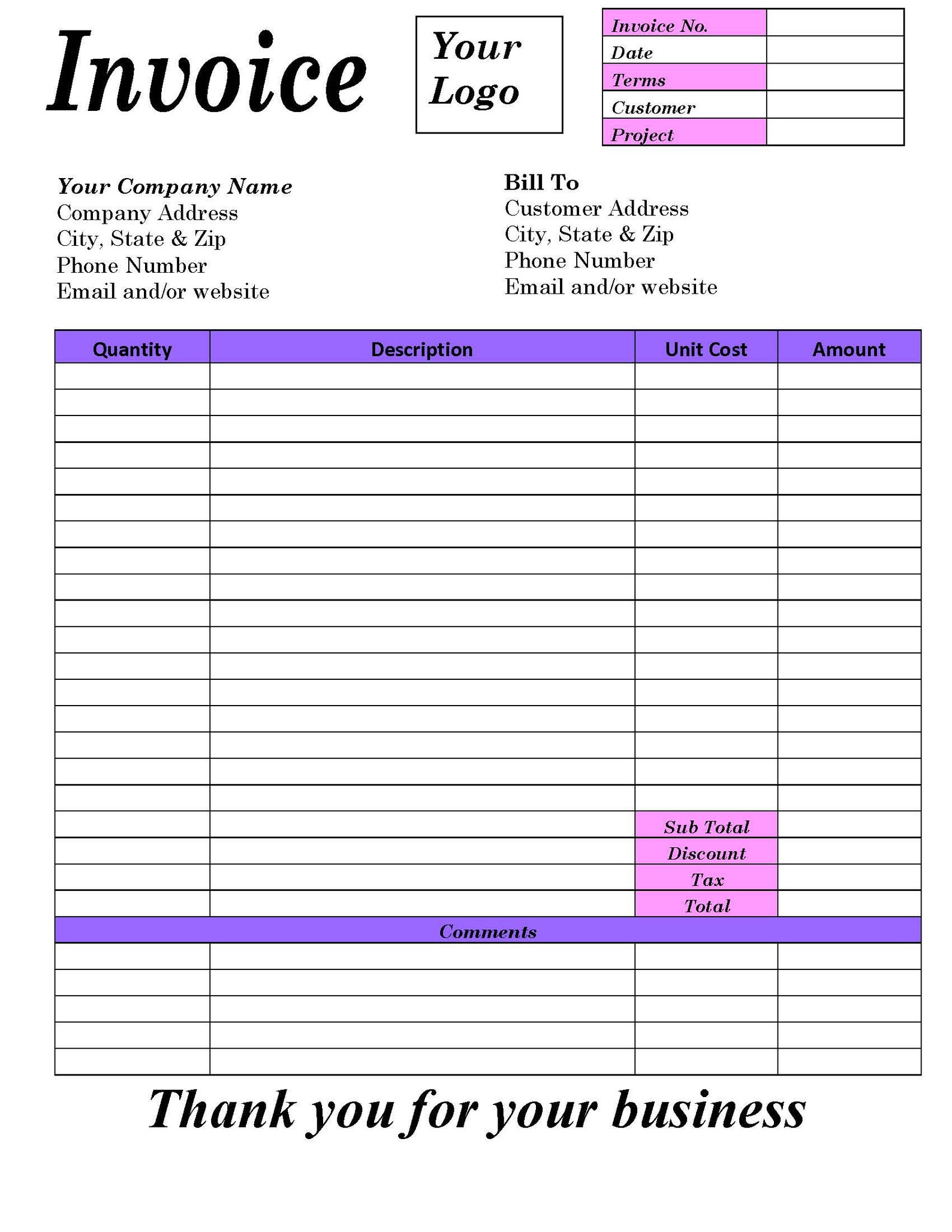Estimate-invoice Template | Colored Easter Template | | Word | Editable ...