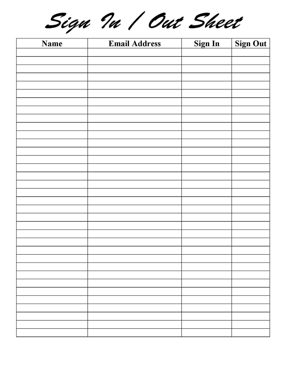 Sign in Out Sheet | Template | Printable Sign in Out Sheet | Sign in ...