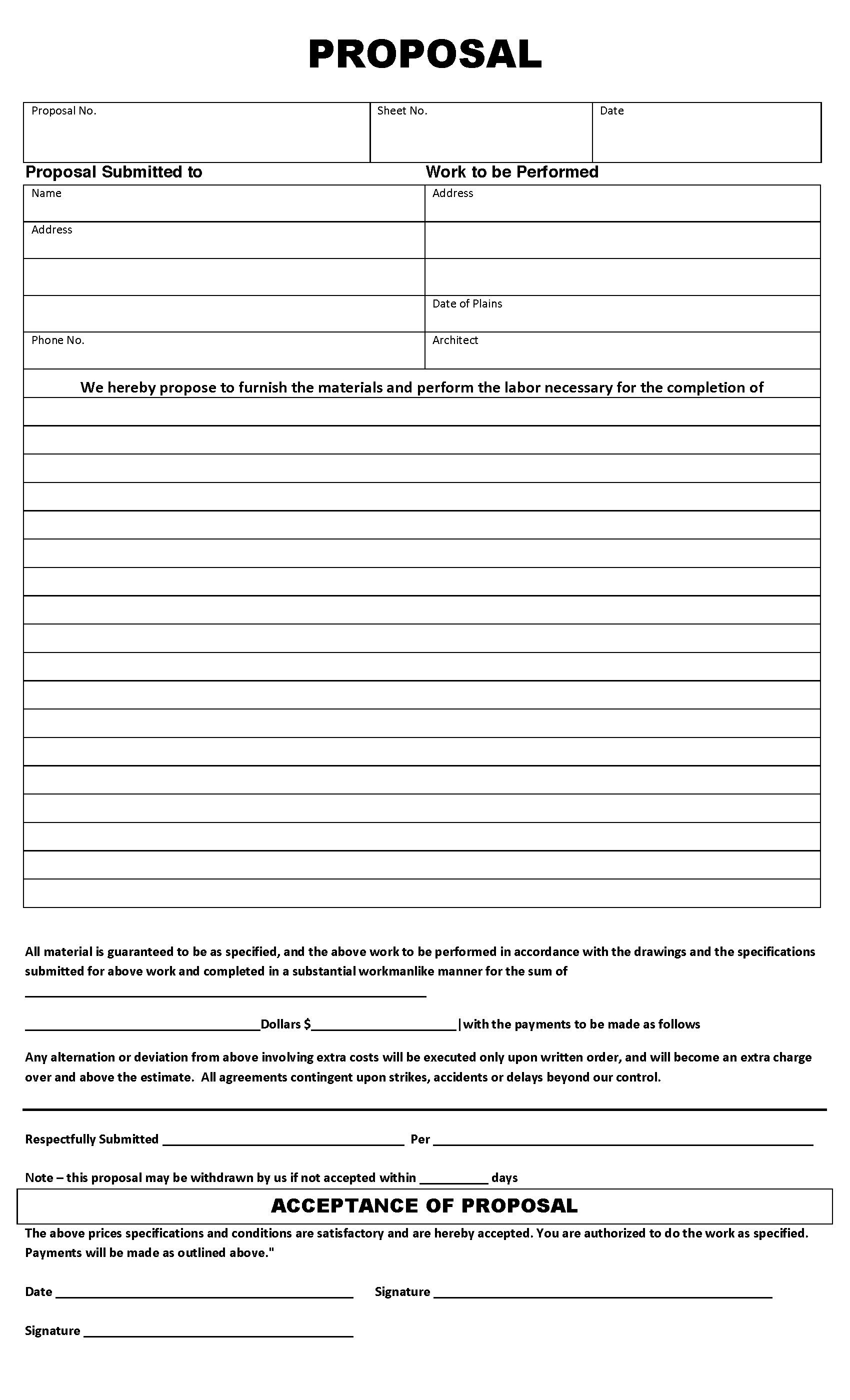 Classic Proposal Template Sheet | 8.5 X 14 | - Etsy