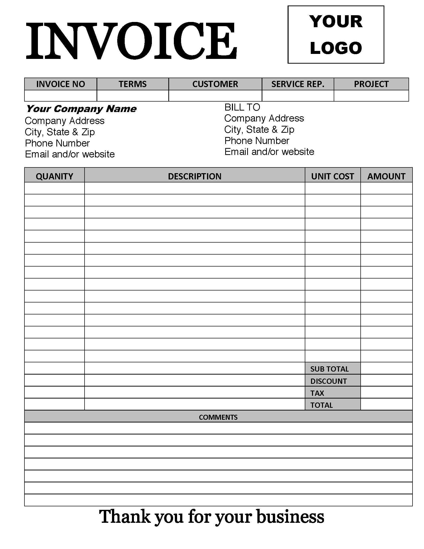ESTIMATE-INVOICE TEMPLATE | Gray | Printable Form | Editable ...