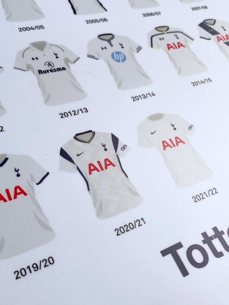 Tottenham Hotspur - Shirt History Print - Etsy UK
