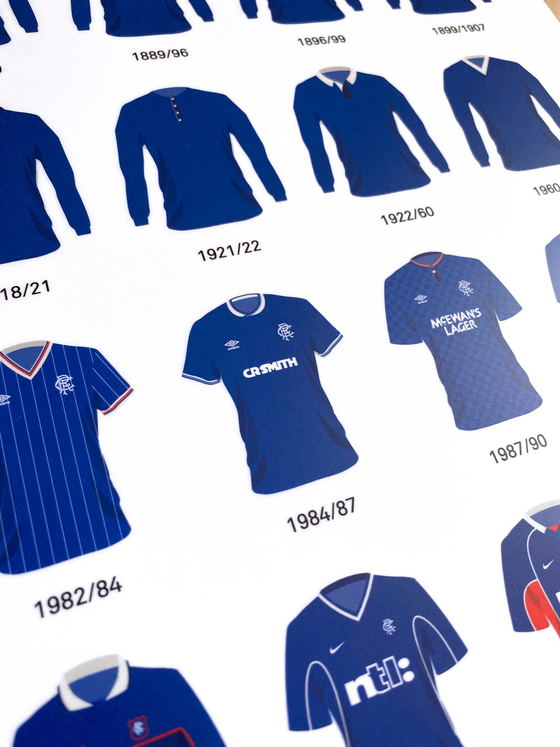 Rangers FC - Shirt History Print - Etsy UK