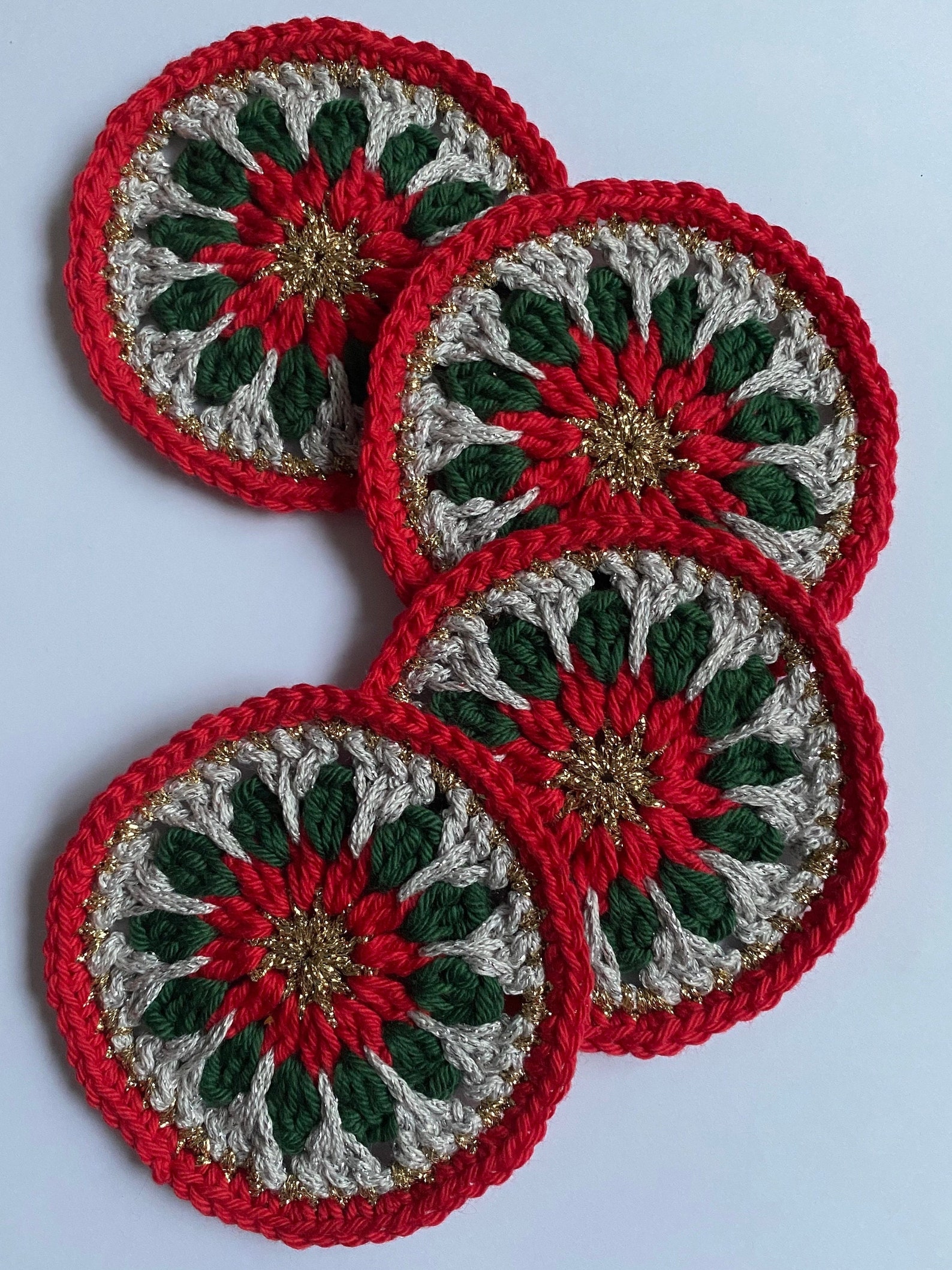 Crochet Poinsettia Flower Christmas Coaster PDF Pattern - Etsy