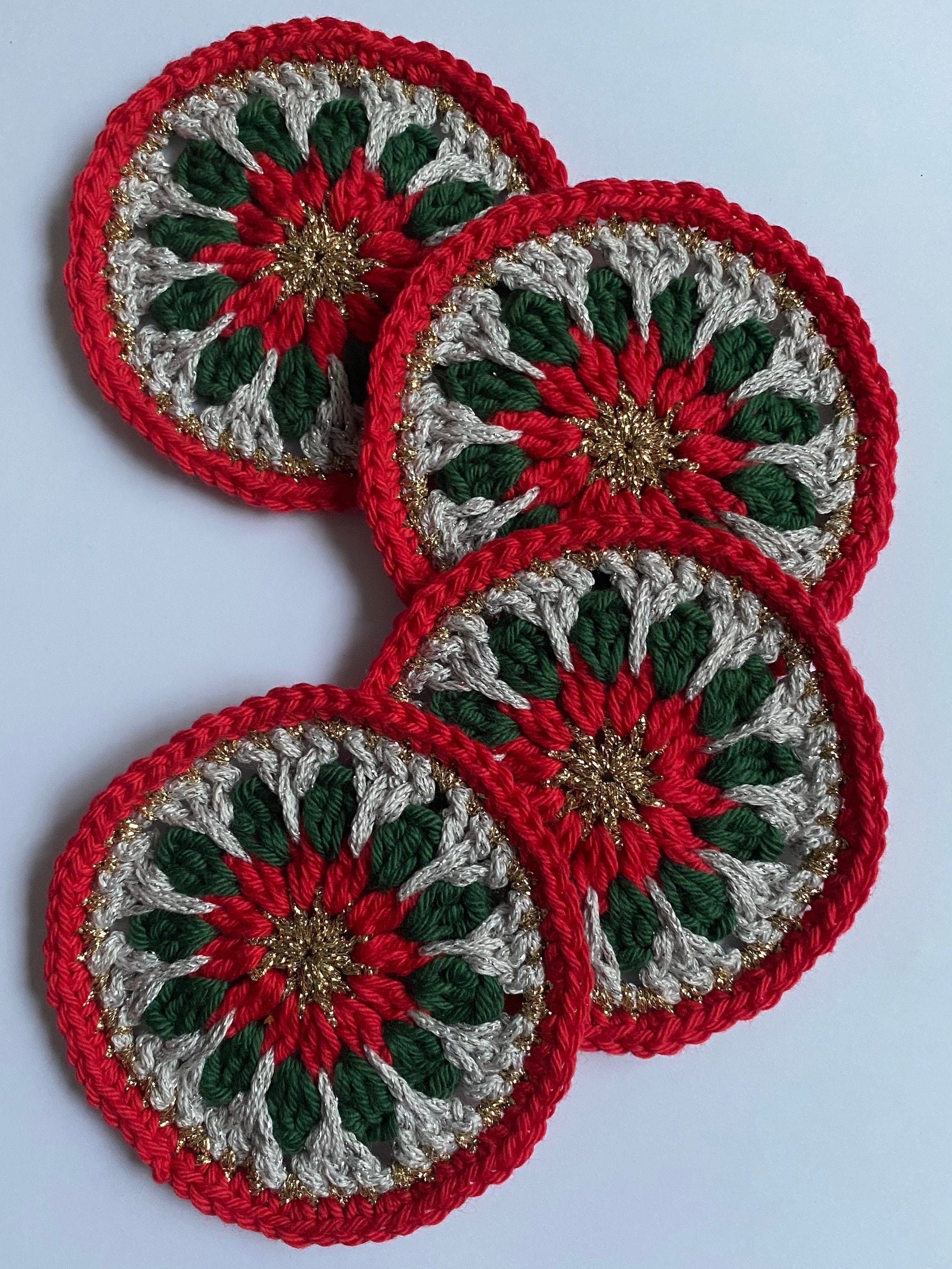 Crochet Poinsettia Flower Christmas Coaster PDF Pattern - Etsy