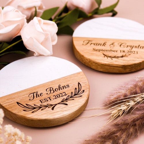 Personalized Coasters Custom Engraved Wood and Marble - Etsy