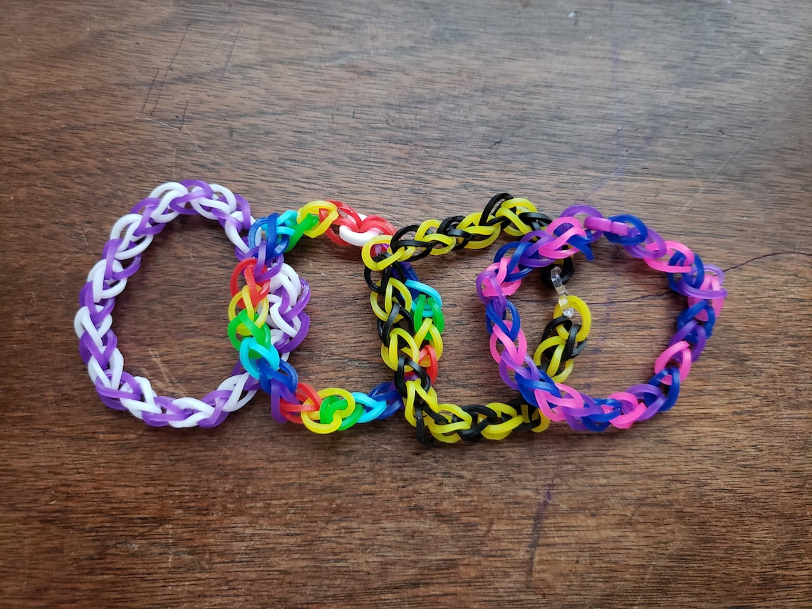 Rubber Band Friendship Bracelet Single Braid Multiple Colors | Etsy