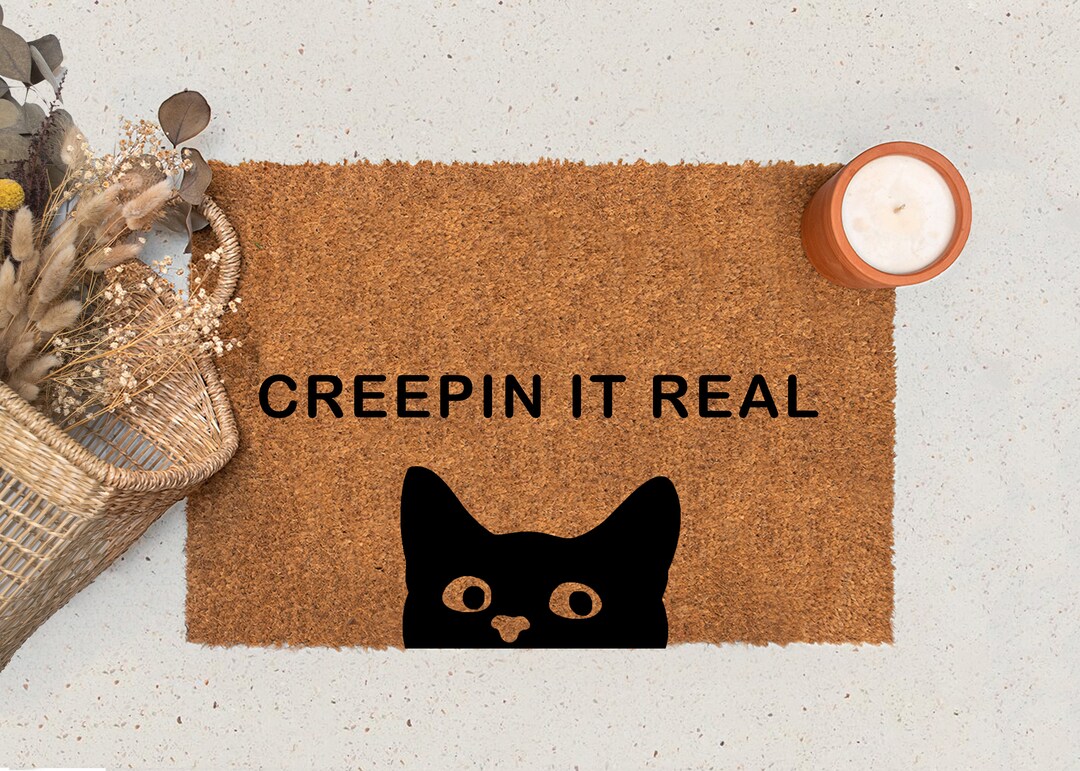 Creepin It Real | Welcome Mat | Cat Door Mat | Halloween Door Mat ...