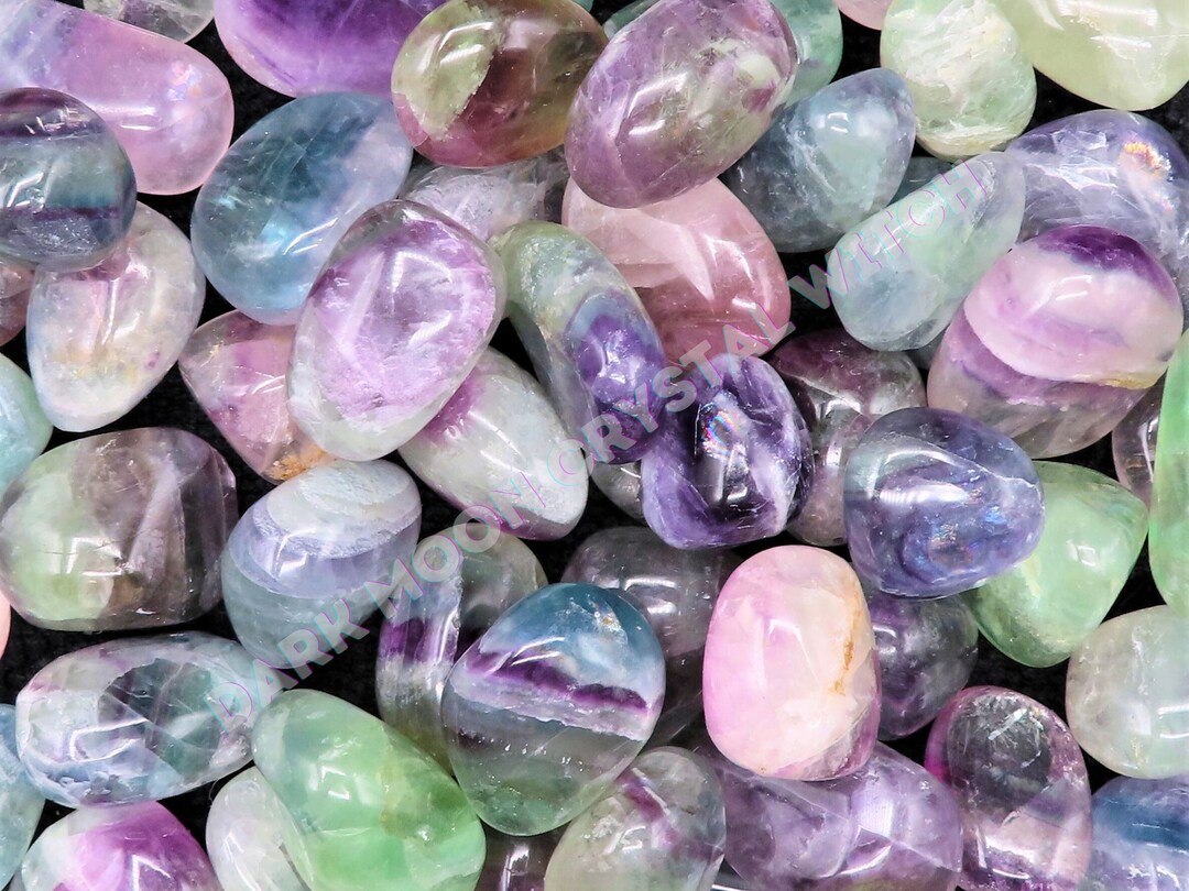 Tumbled Fluorite (3 Stones), Fluorite Stones, Rainbow Fluorite, Tumbled ...