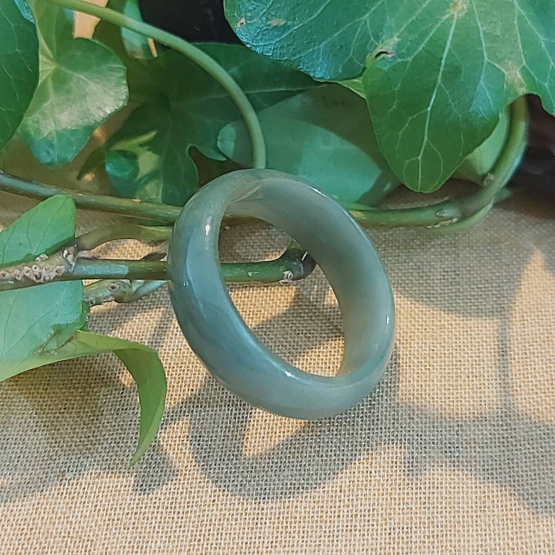 Djade-certified Natural Green Grade A Jadeite Jade Circle Ring Size: 21 ...