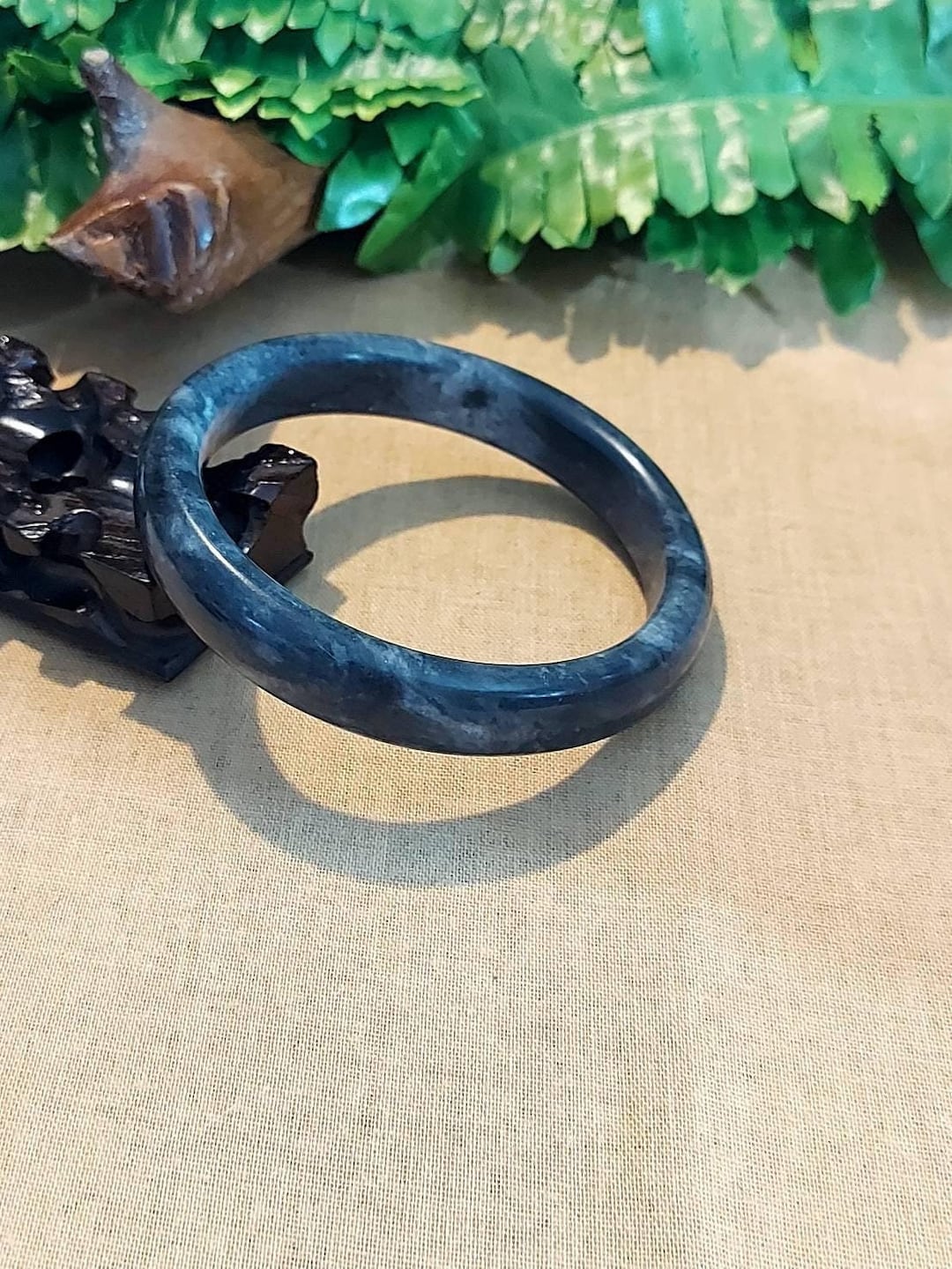 Djade-new 64mm Beautiful Natural Black Jade Crystal Gems Bangle Best ...
