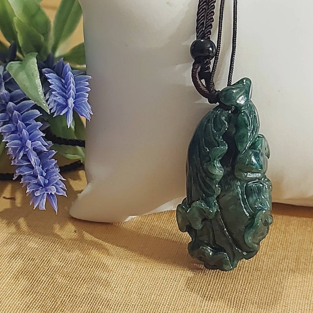 DJade-nuevo certificado verde natural tipo A jadeíta collar de - Etsy ...