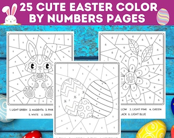 free printable color by number easter coloring pages