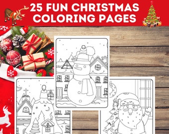 25 Kids Christmas Coloring Pages Bundle Vol. 1 Santa Claus | Etsy