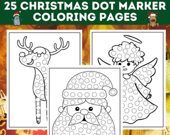 25 Kids Christmas Coloring Pages Bundle Vol. 1, Santa Claus, Snowmen ...