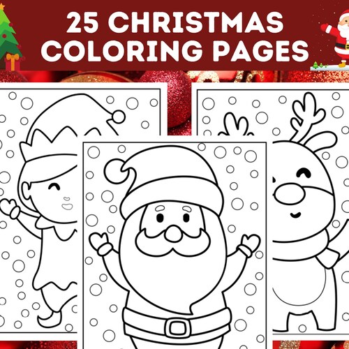 25 Kids Christmas Coloring Pages Bundle Vol. 1 Santa Claus - Etsy