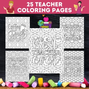 25 Printable Teacher Coloring Pages Bundle, Teacher Printables, Teacher ...