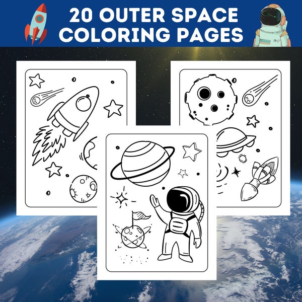 Outer Space Coloring Pages - Etsy