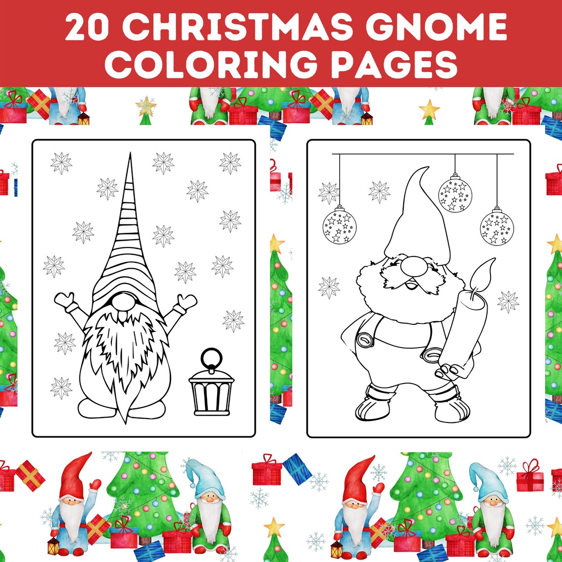 20 Christmas Gnome Coloring Pages for Kids Christmas Kids - Etsy