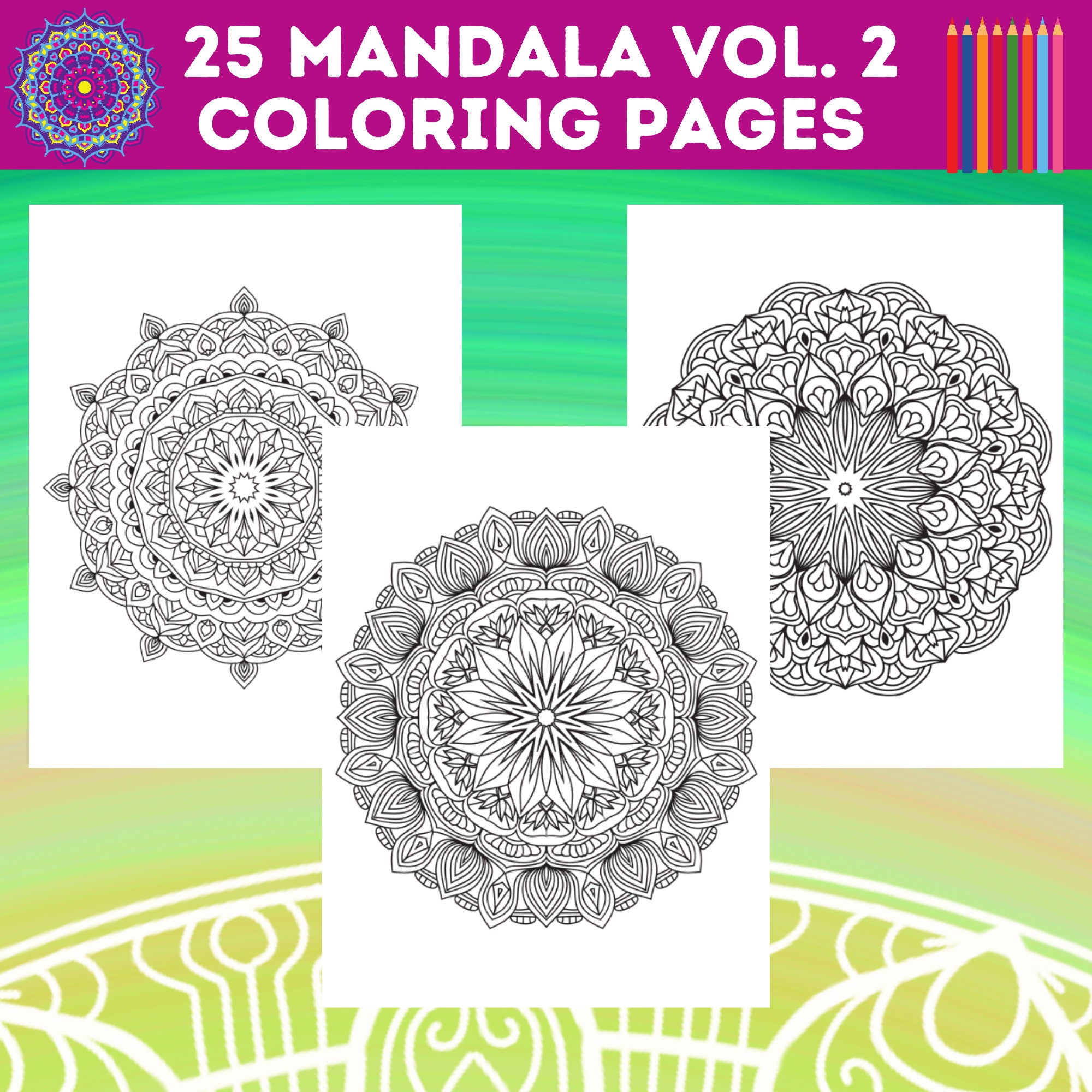 25 Beautiful Mandala Coloring Pages Bundle Volume 2 Intricate - Etsy